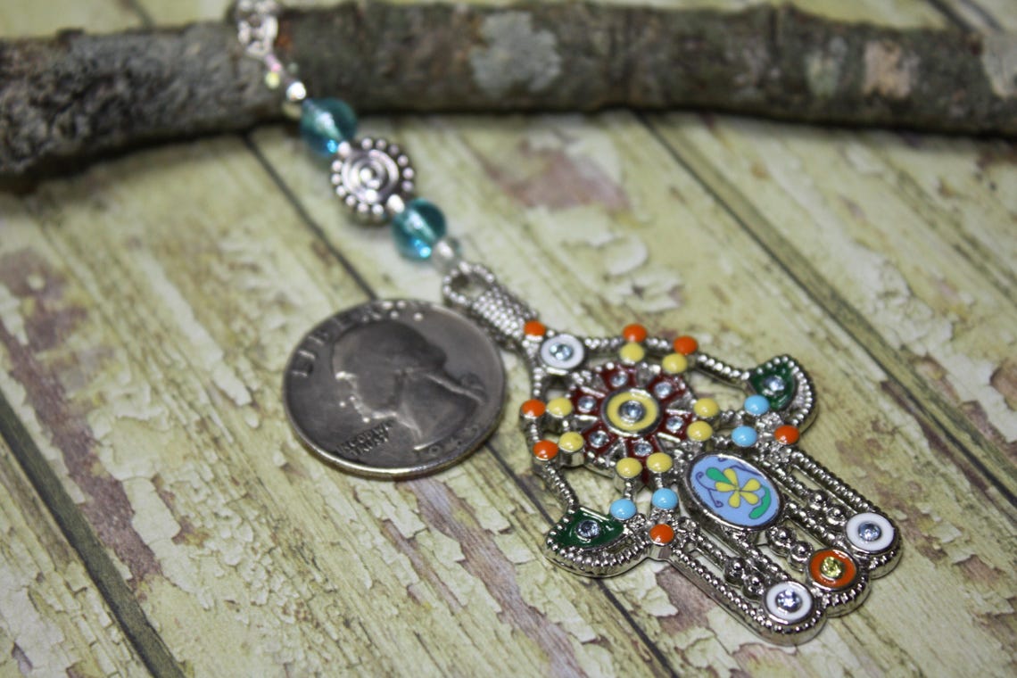 Hamsa Rear View Mirror Charm. Hamsa Hand Spiritual Hand Yoga - Etsy