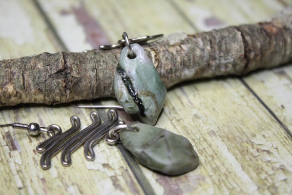 Rock Jewelry Lake Superior Beach Pebble Earrings Green Stones Northwoods Jewelry River Rock Beach Stone Great Lakes Jewelry Etsy