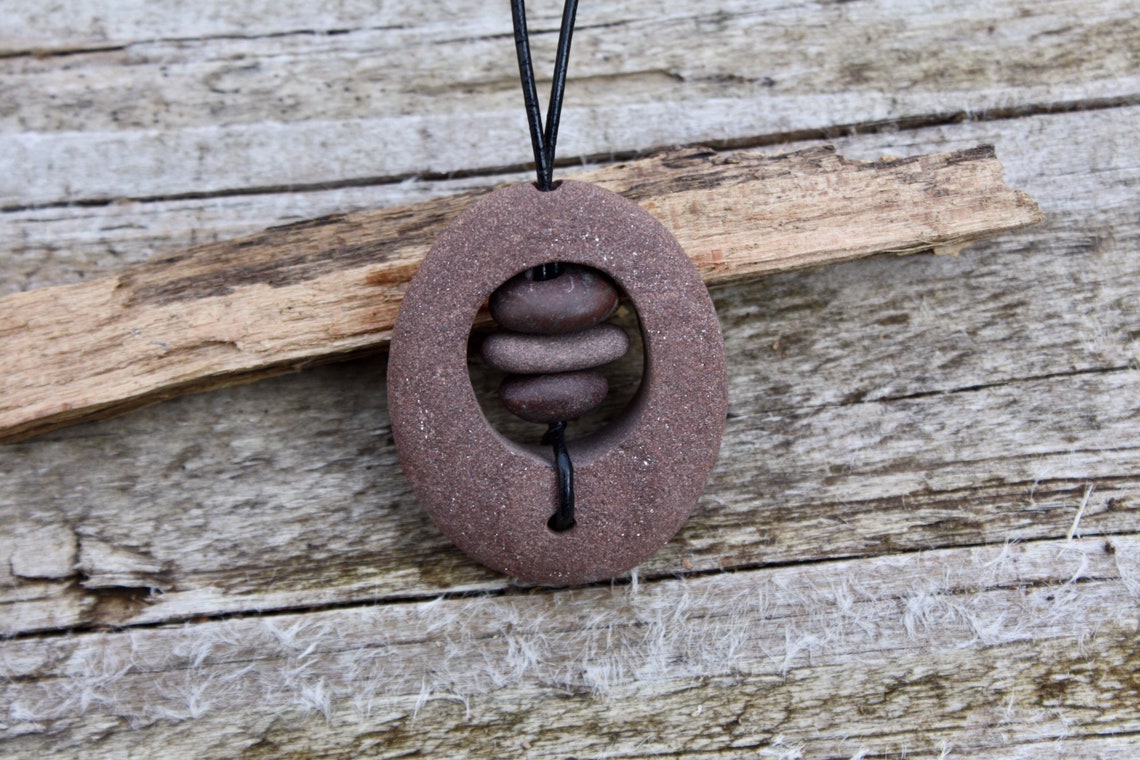 Rock Necklace Pacific Ocean Rock and Seaglass Necklace | Etsy