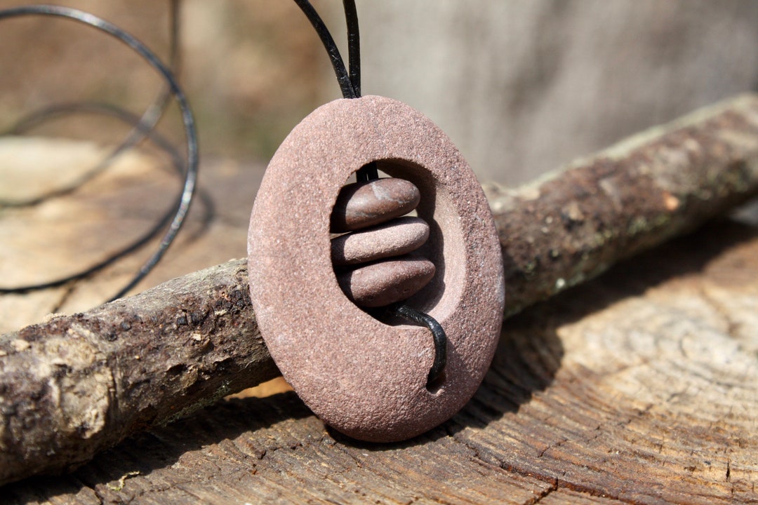 Rock Necklace, Pacific Ocean Rock and Seaglass Necklace, Natural Rock ...
