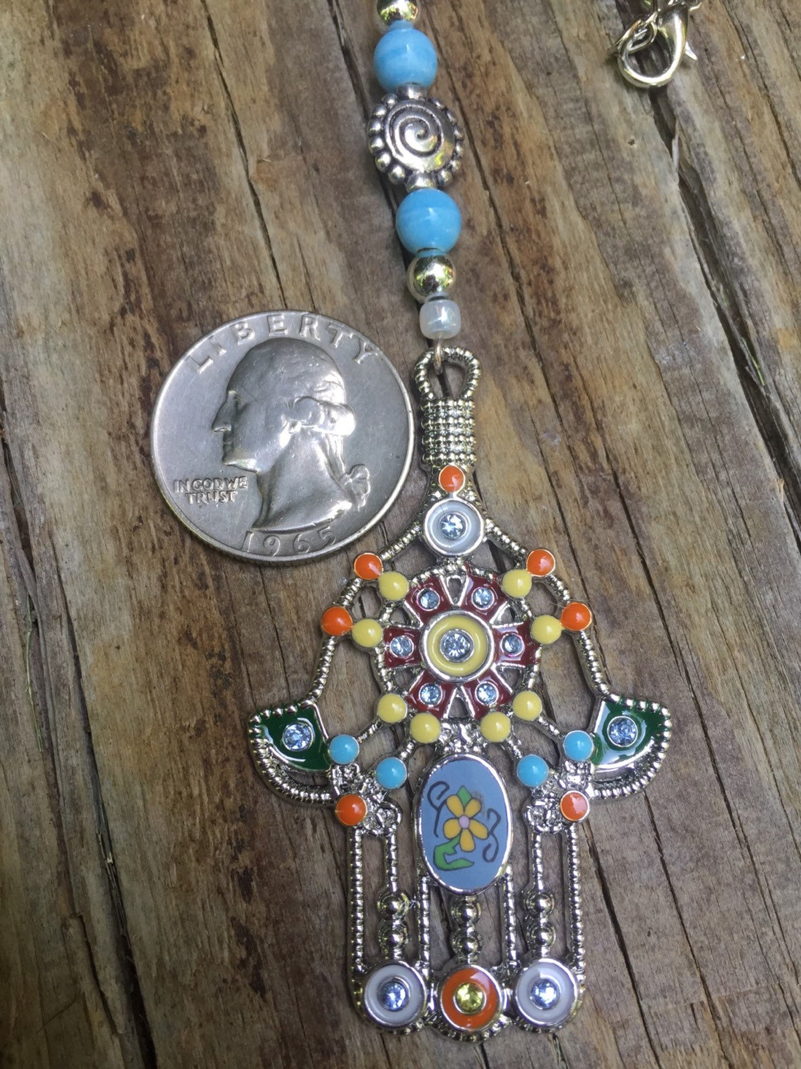 Hamsa Rear View Mirror Charm. Hamsa Hand Spiritual Hand Yoga - Etsy