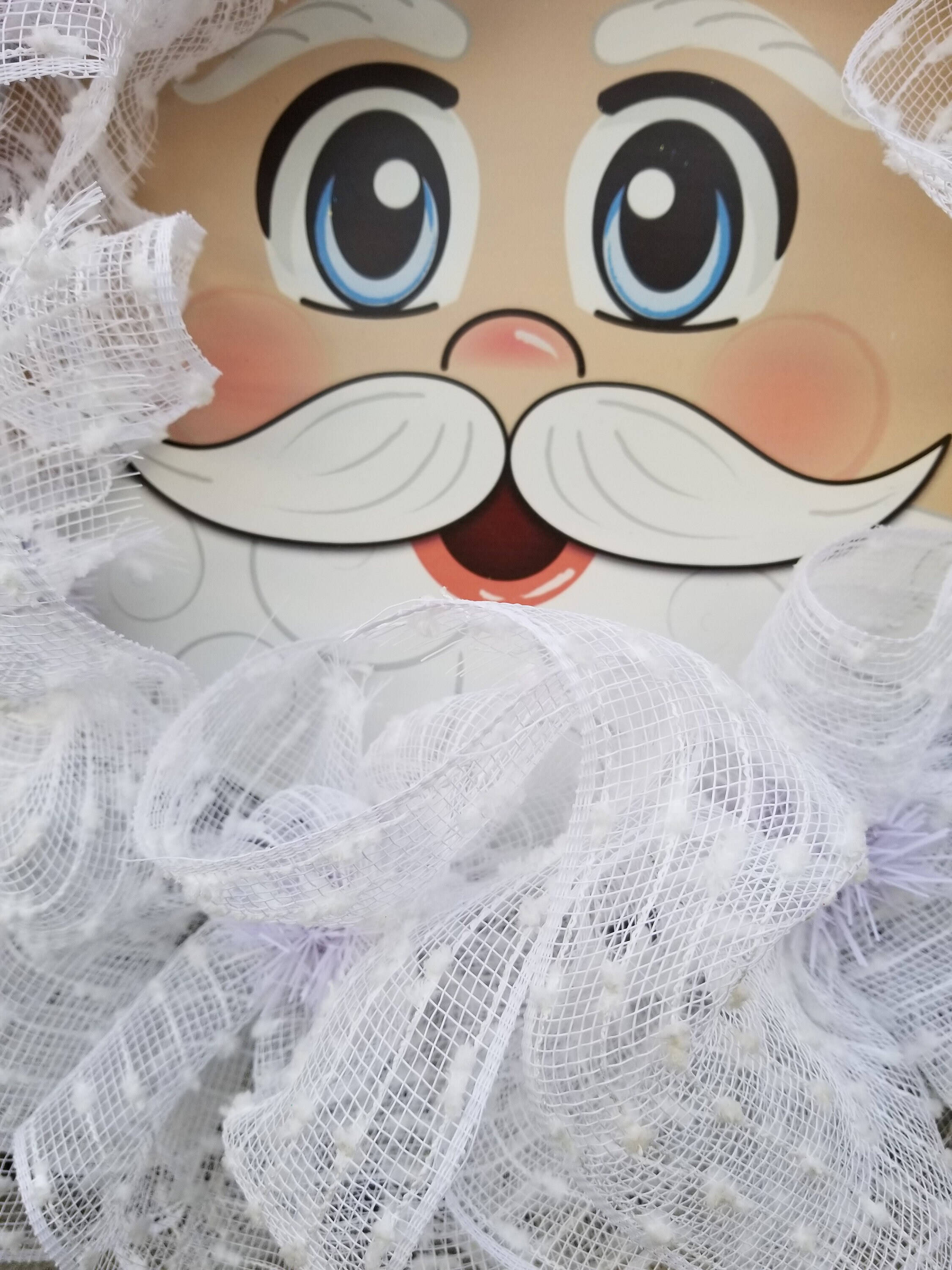 Santa Face Wreath, Deco Mesh Santa Face Wreath, Christmas Wreath, Front ...