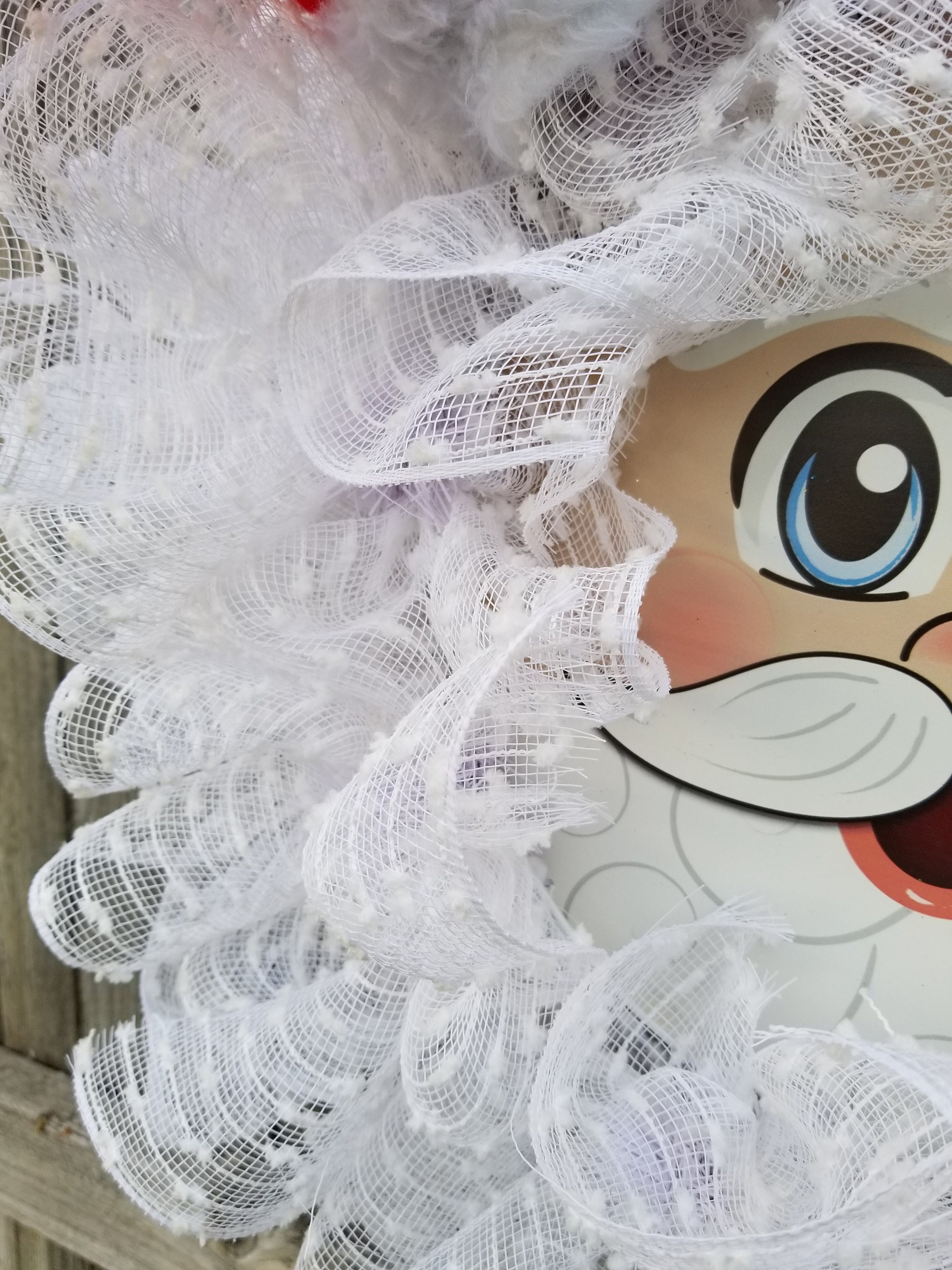 Santa Face Wreath, Deco Mesh Santa Face Wreath, Christmas Wreath, Front ...