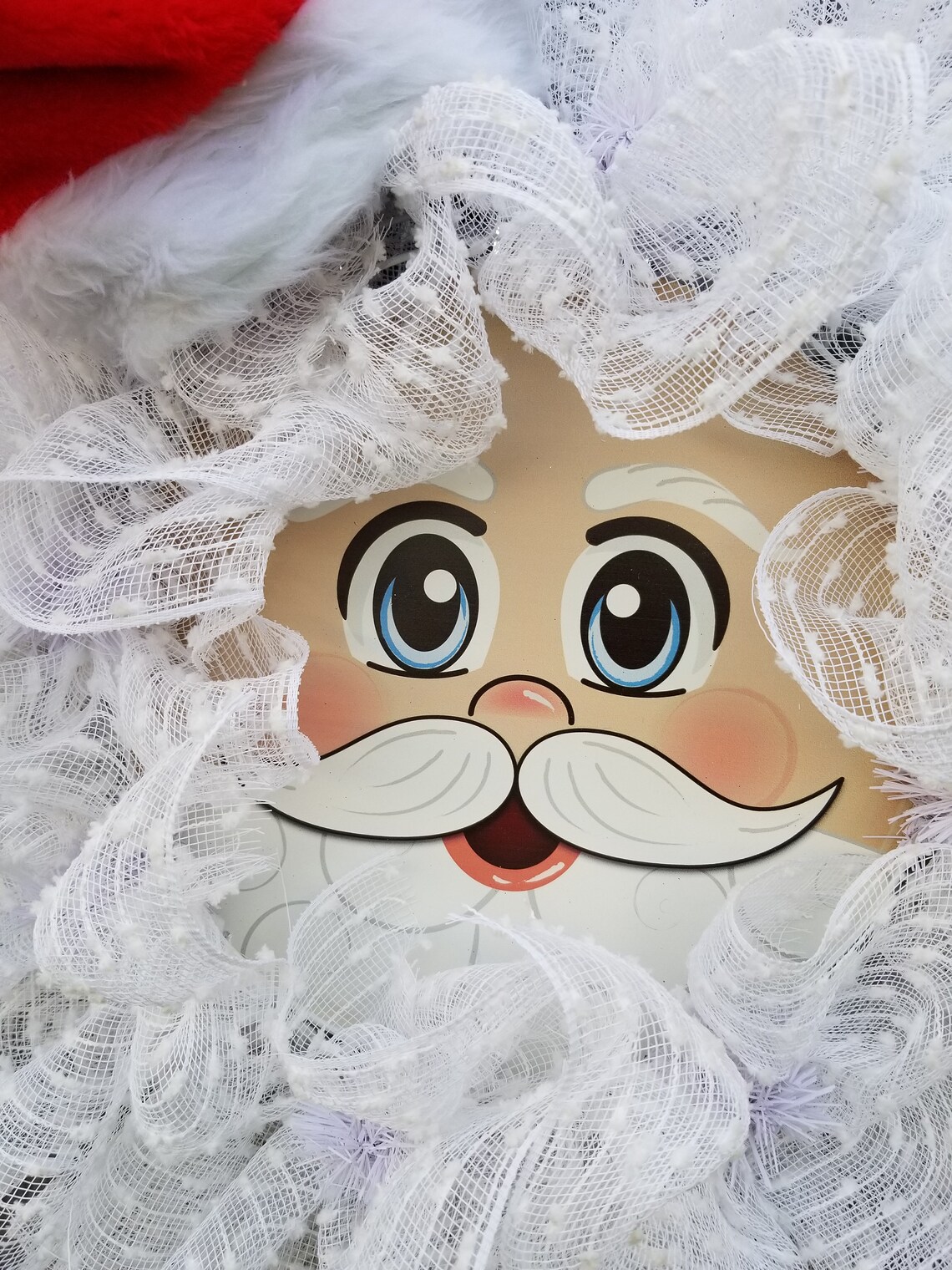 Santa Face Wreath, Deco Mesh Santa Face Wreath, Christmas Wreath, Front ...