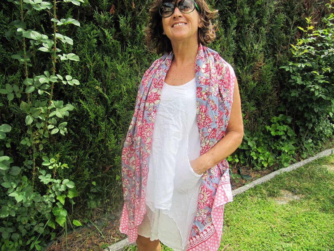 Handmade Block Print Pareo Sarong, Cotton Scarf, Pareo Beach, Summer ...