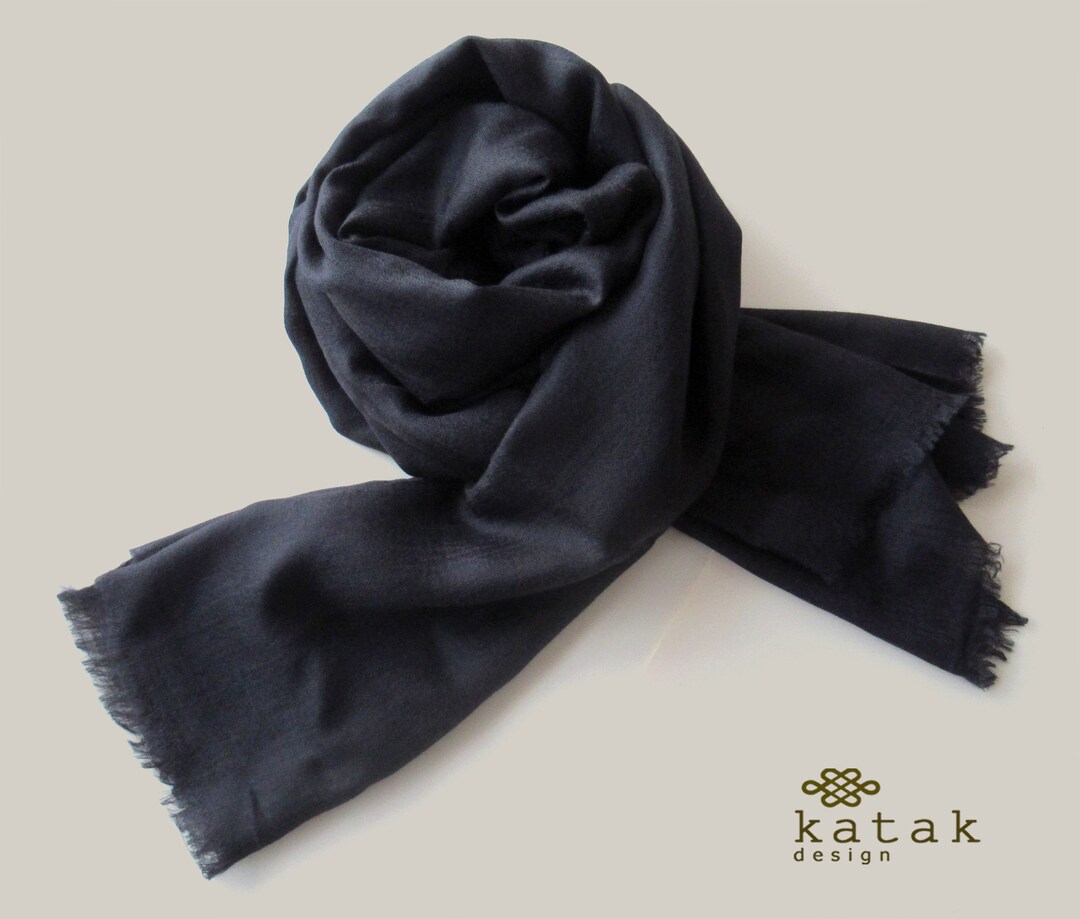Black Color Wool Scarf, Black Neck Scarf, Wool Indian Pashmina, Unisex ...