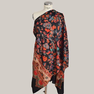Fine Wool Kalamkari Shawl With Hand-made Embroidery, Unique and Elegant ...