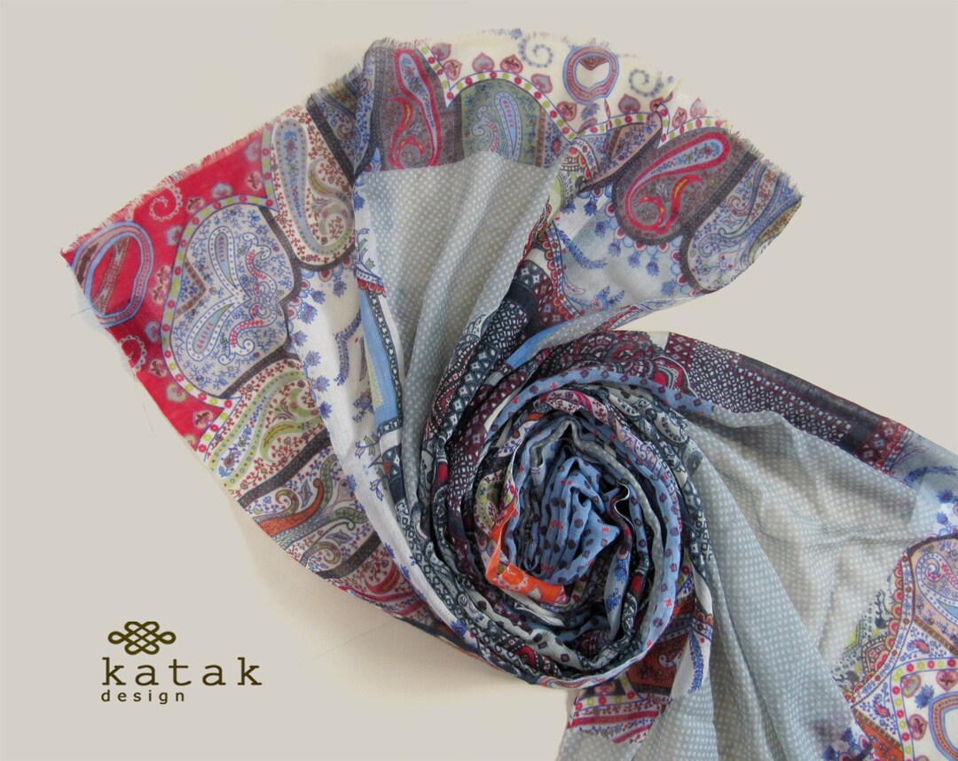 Wool Silk Scarf Woman Ornamental Design of Oriental Inspiration ...