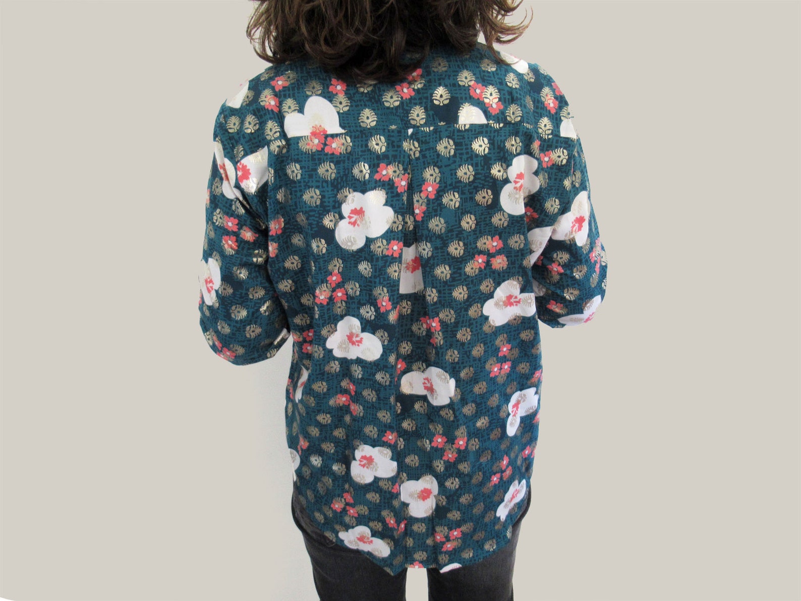 Cotton Blouse Women, Japanese Print Blouse for Women, 3/4 Sleeves and ...
