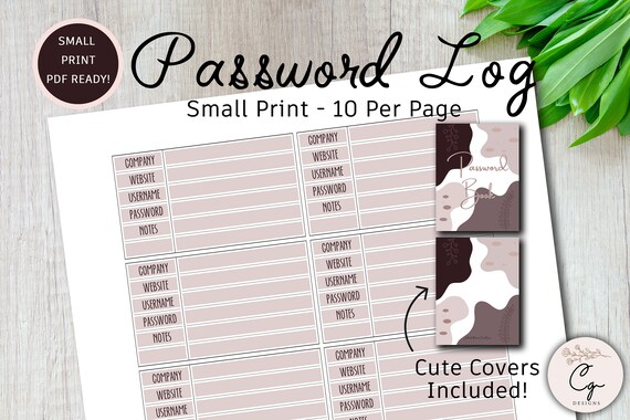 Boho Pink Password Keeper Tracking Log Download PDF Letter | Etsy