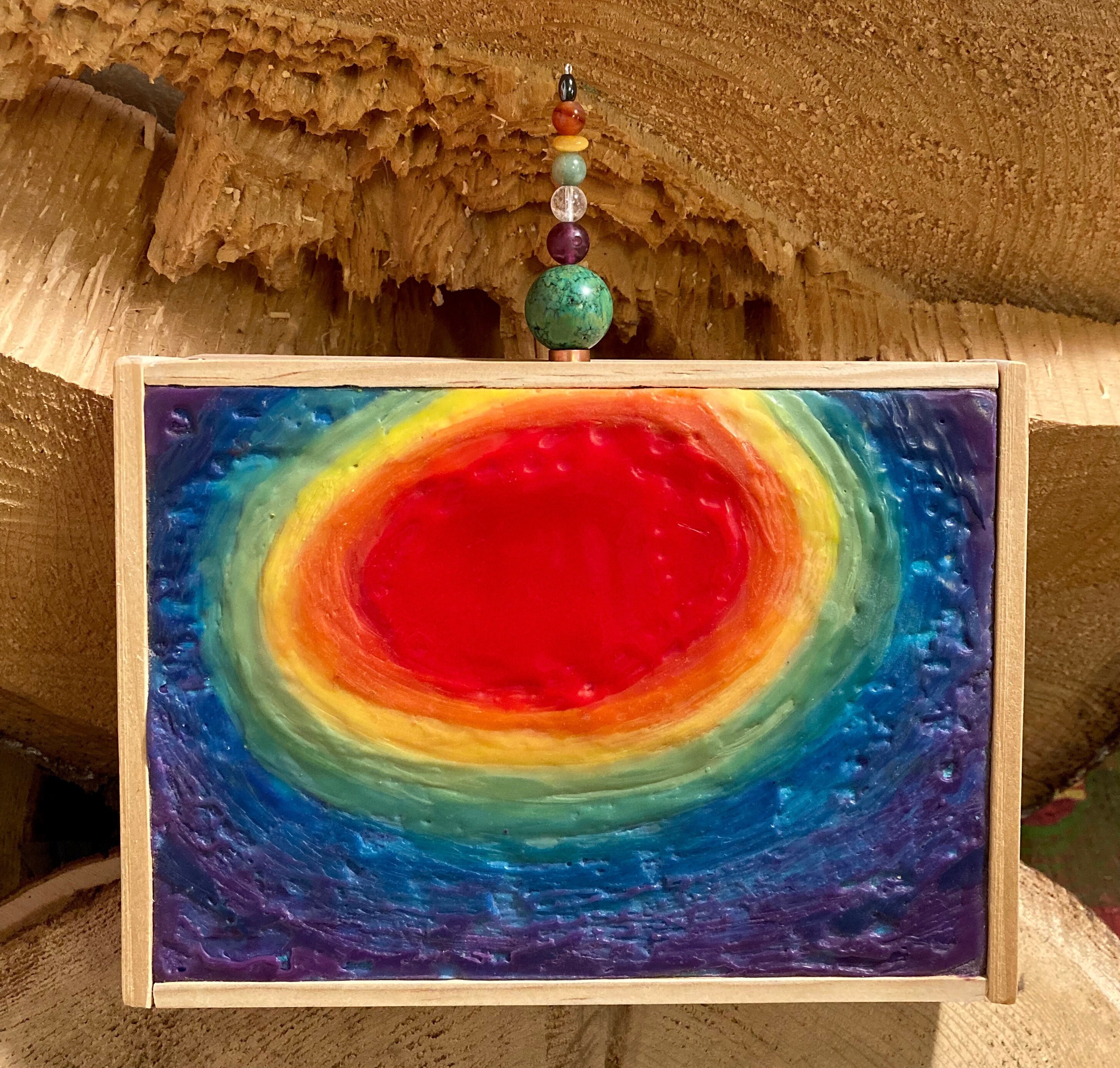Levity in Unity Encaustic Painting on Wood Board With Gem-art Cairn - Etsy
