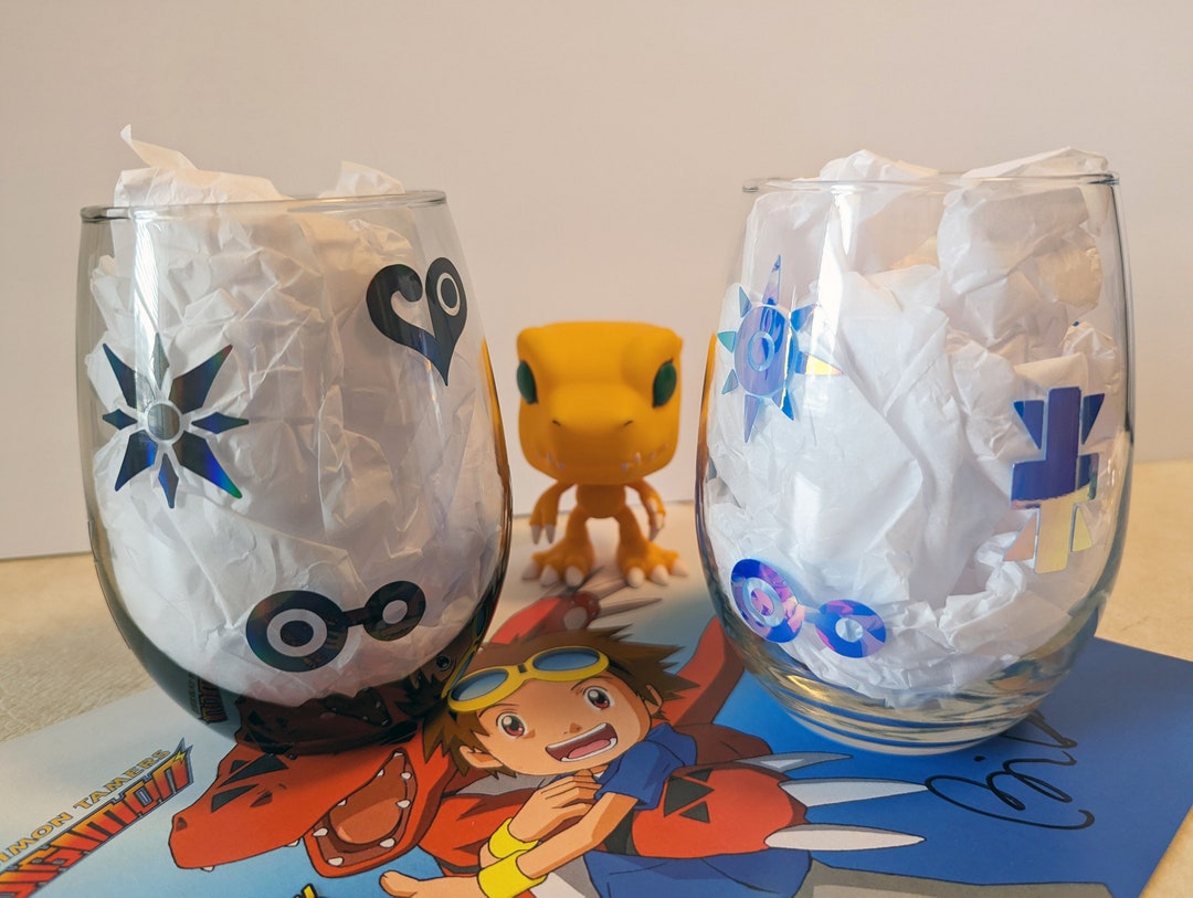 Digimon Wine Glasses, Anime Wine Glass, Anime Wine Glass Gift, Digimon ...