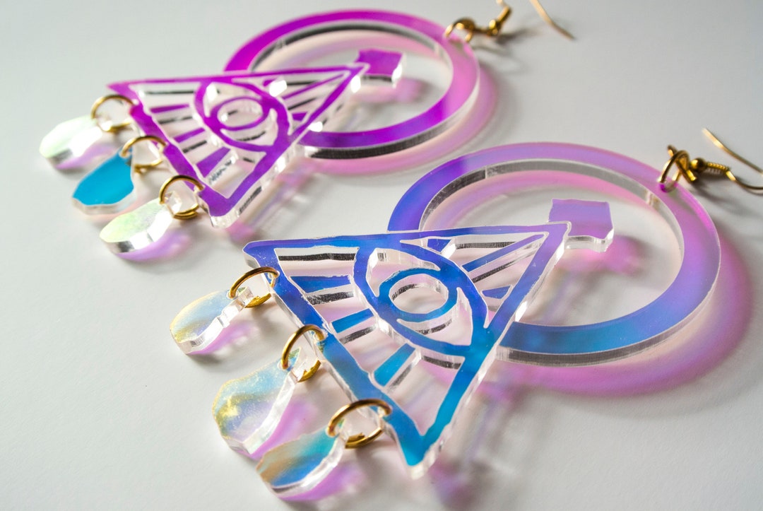 XL Iridescent Illuminati Earrings - Etsy