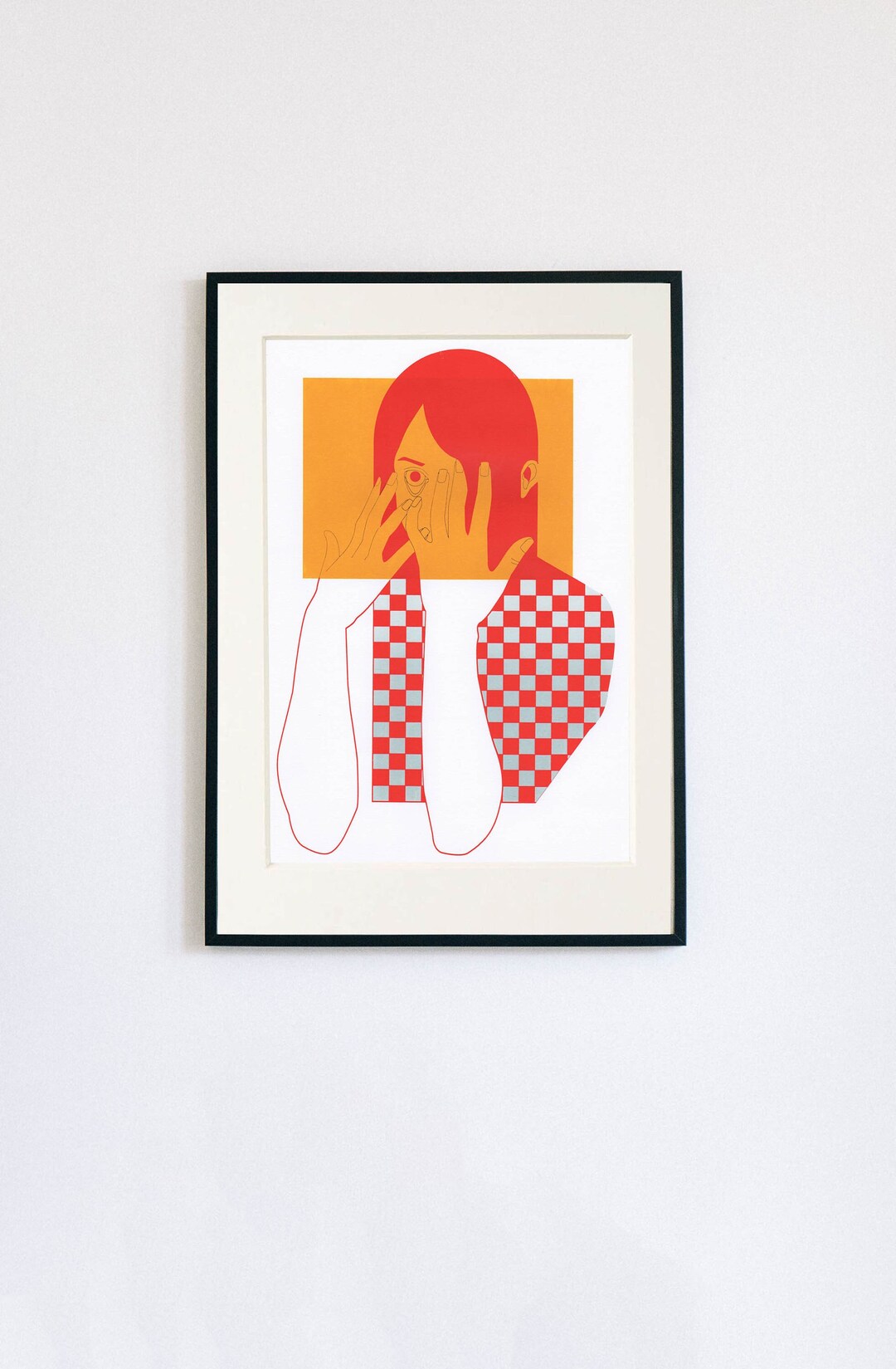 A3 Surreal Screen Print, Red and Yellow, Rounded Corners - Etsy