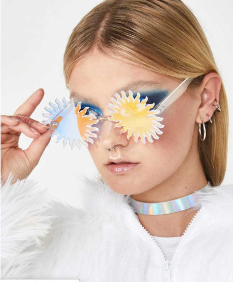 Iridescent Sun Glasses Sun Shaped 90s Club Kids Clubwear - Etsy Ireland