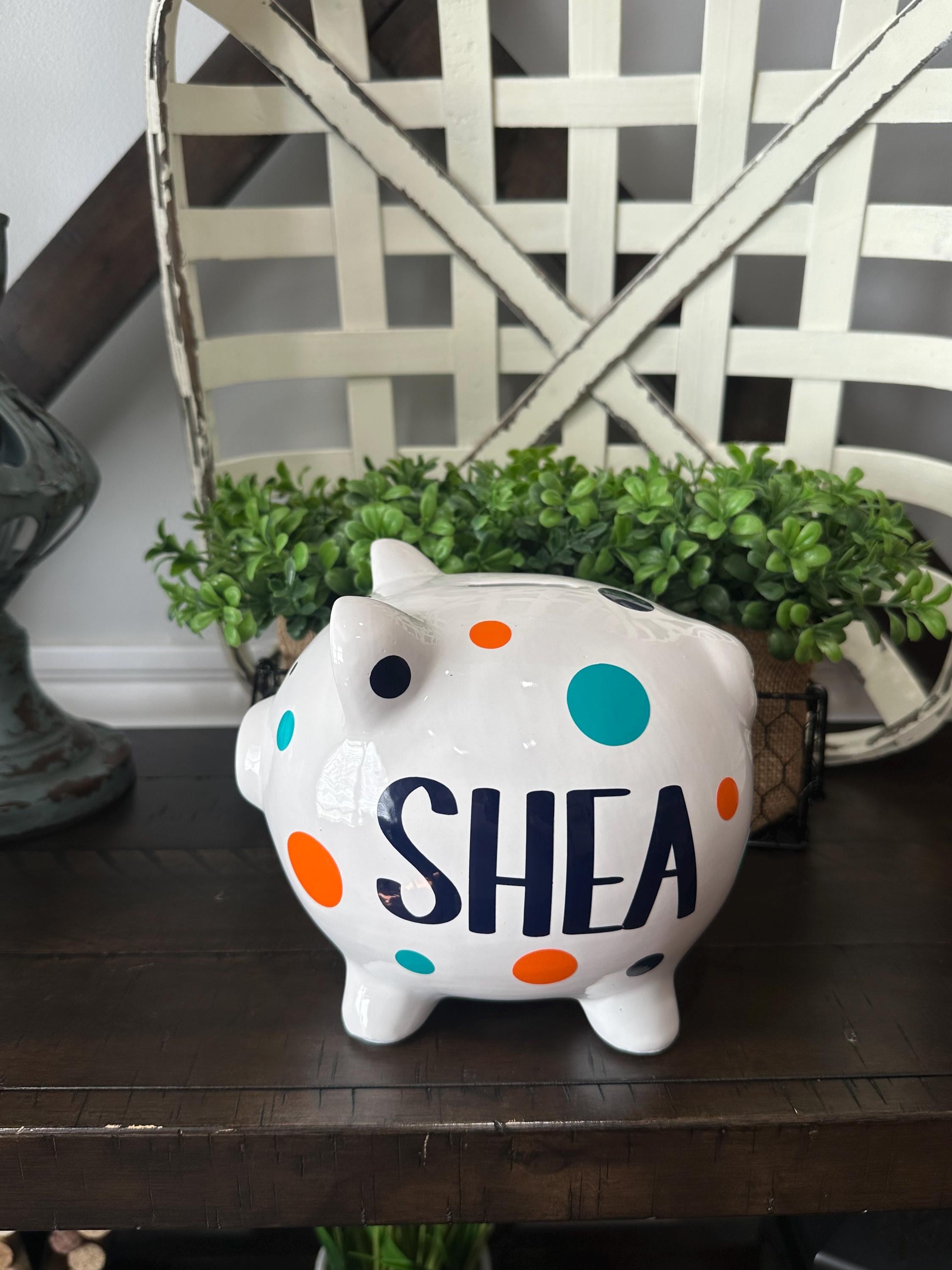 Personalized Ceramic Piggy Bank: Custom Birth Stats Nursery Decor - Etsy