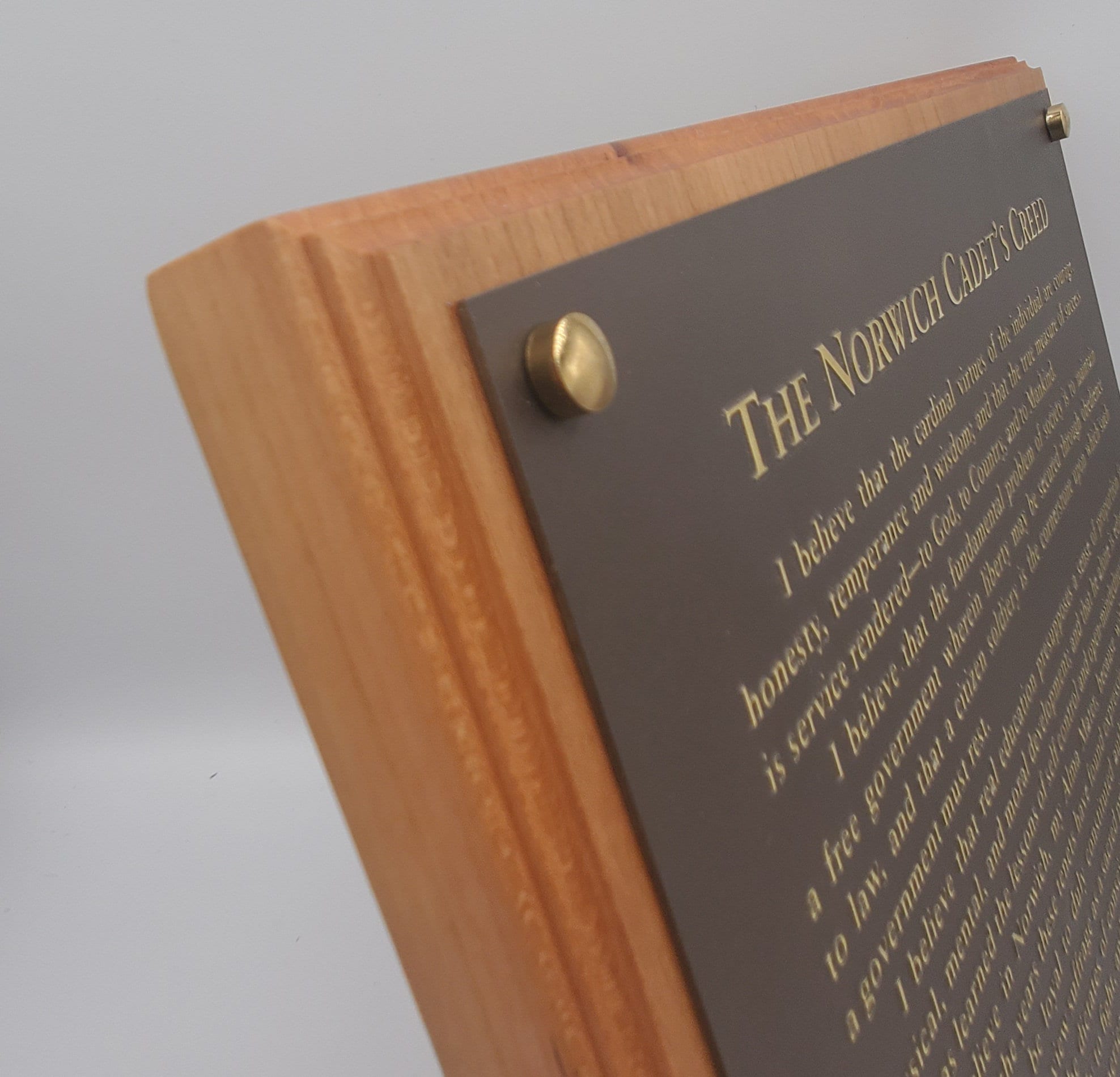 Fully Customizable Norwich Plaque with or Without a Metal Cadets Creed ...