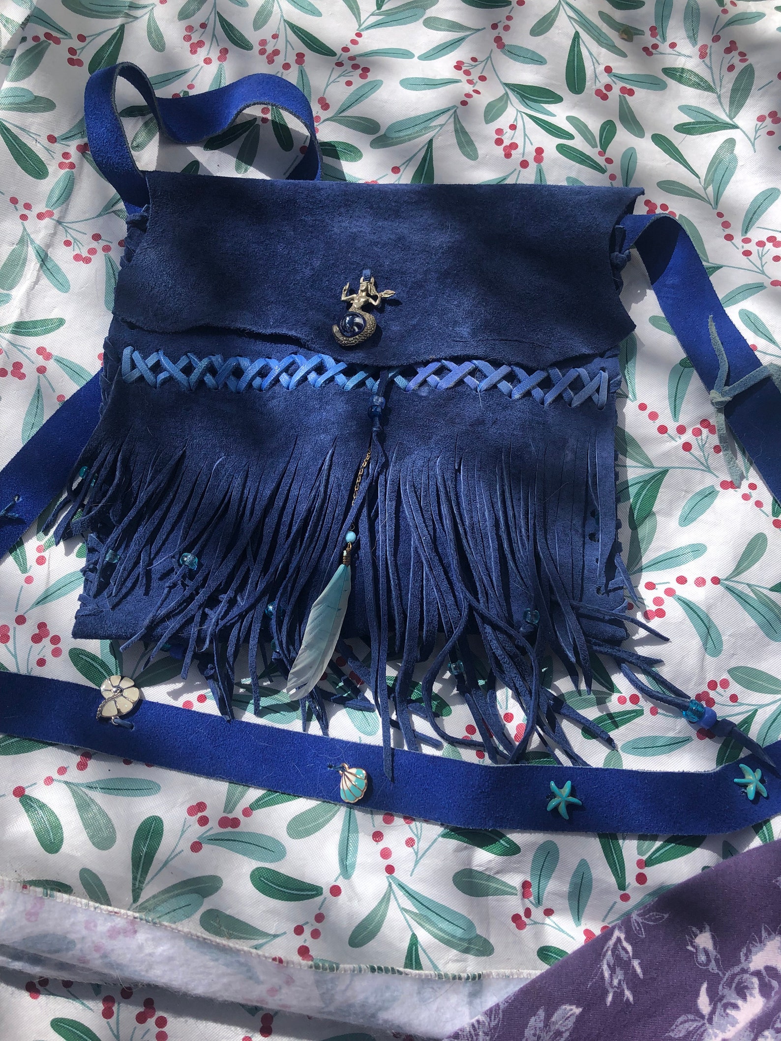 Handmade Blue Suede “mermaid” Purse - Etsy