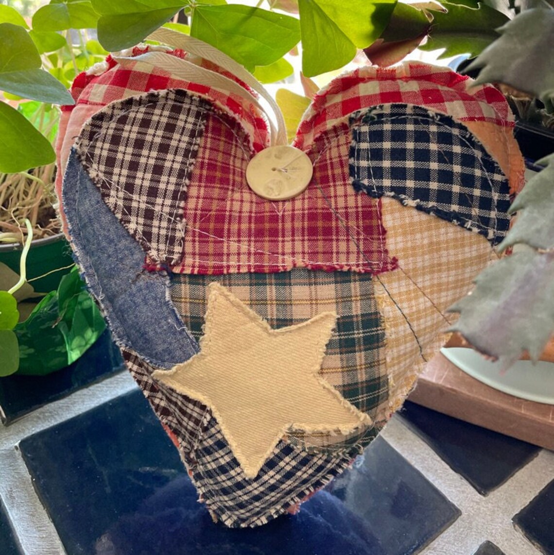 A Very Primitive Vintage Quilted Heart - Etsy