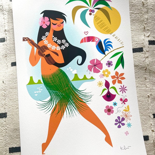 Hula Girl Print - Etsy