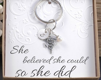 Nurse Initial Keychain | Etsy