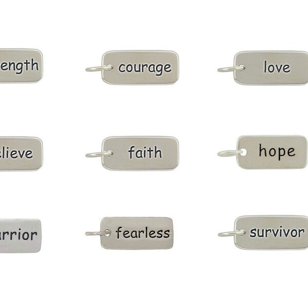 Silver Word Charms - Etsy