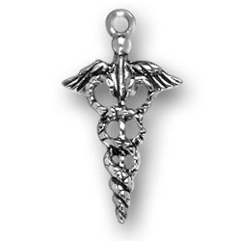 Add a Medical Caduceus Charm Sterling Silver - Etsy
