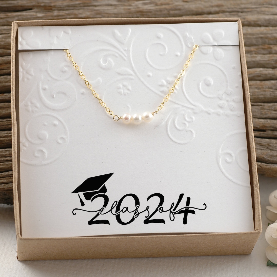 Gold Pearl Necklace Graduation Gift 14K Gold Filled - Etsy