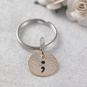 Semicolon Key Chain, Semi Colon Token, You Are a Warrior, Hand Stamped ...