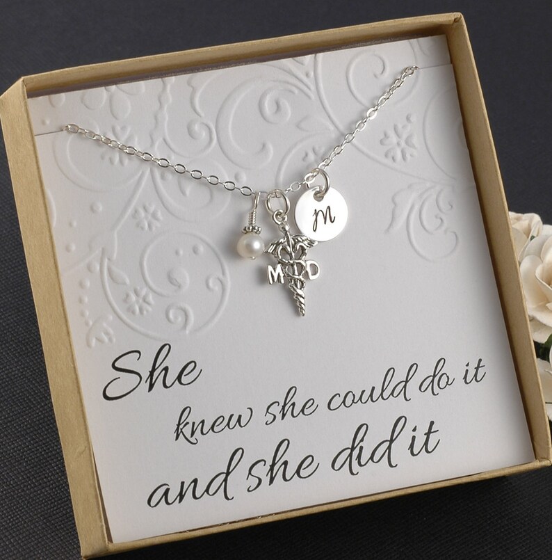 MD Medical Doctor Necklace Sterling Silver Initial Charm - Etsy