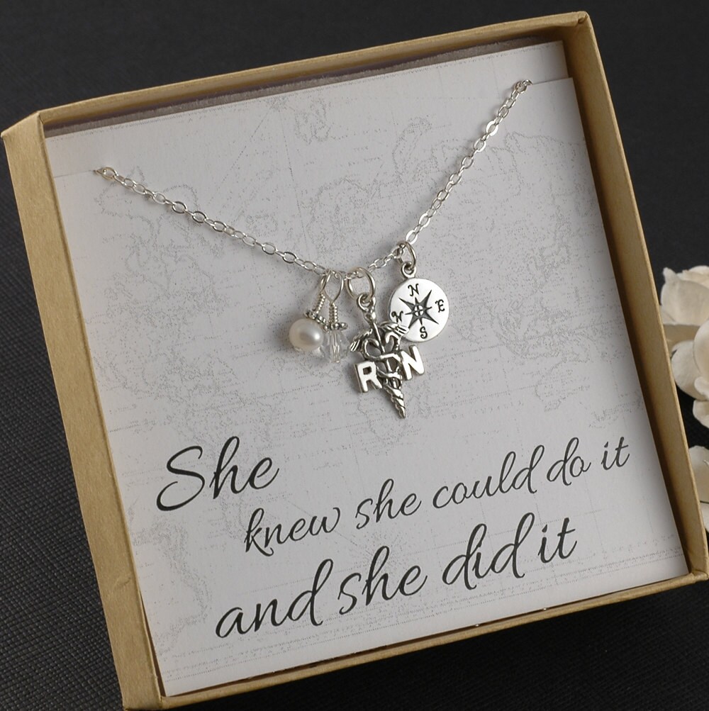 RN Registered Nurse Compass Necklace Travel Graduation - Etsy