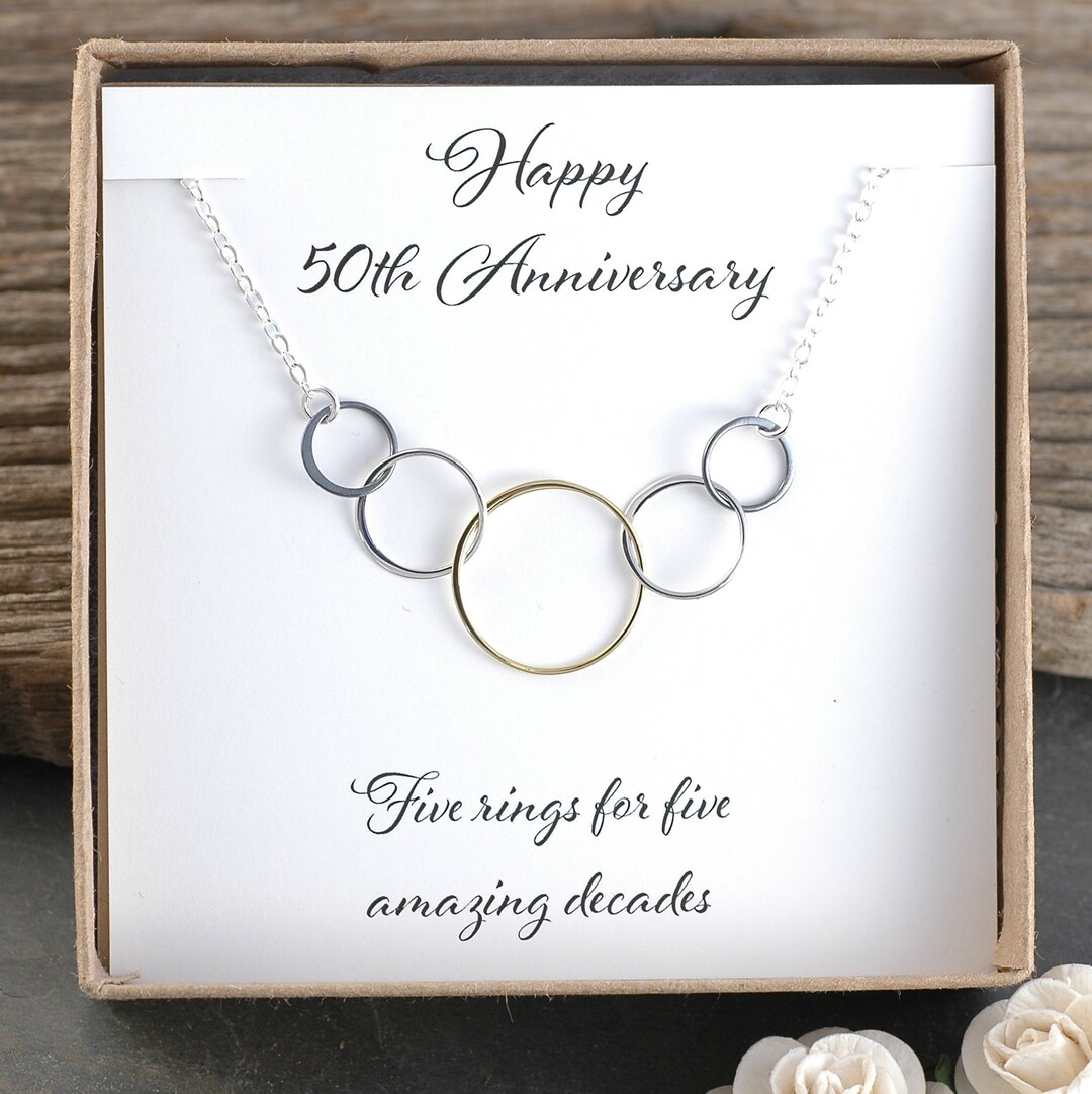 50th Anniversary Gift, Five Circles for 50th Anniversary, Mixed Metal ...