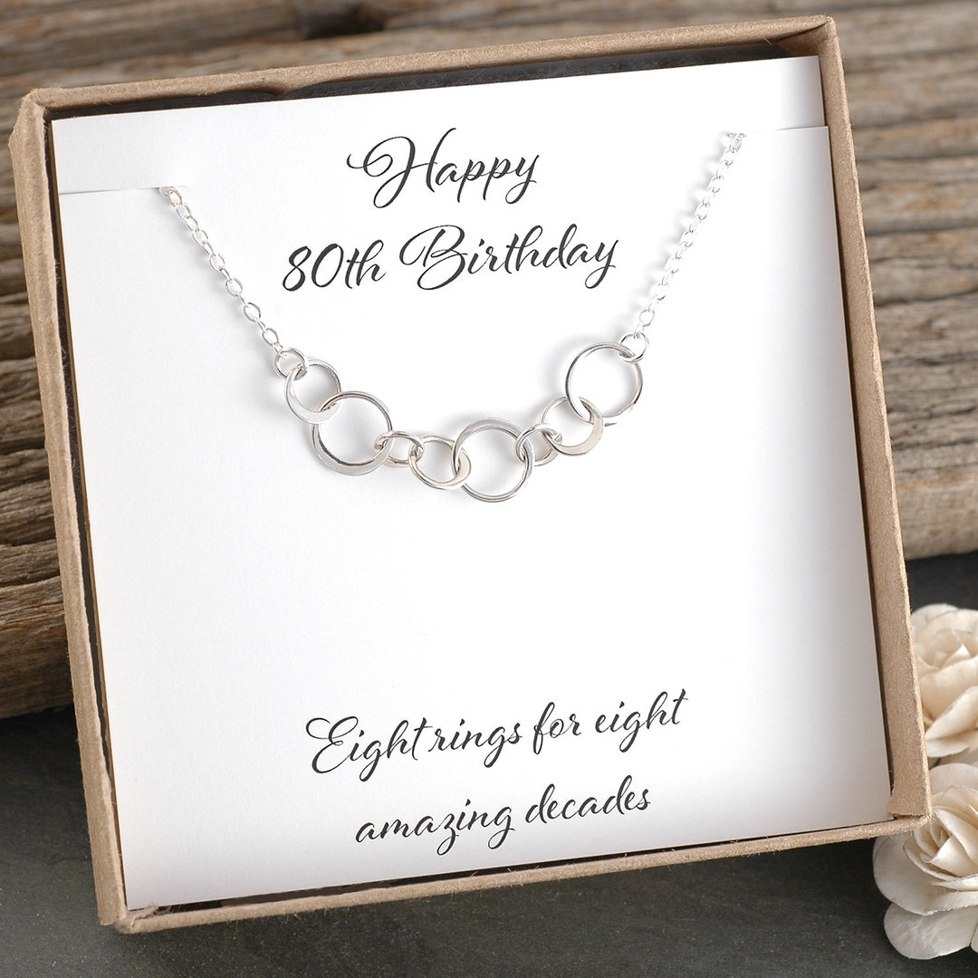 80th Birthday Gift, Eight Rings for 8 Amazing Decades, Sterling Silver ...