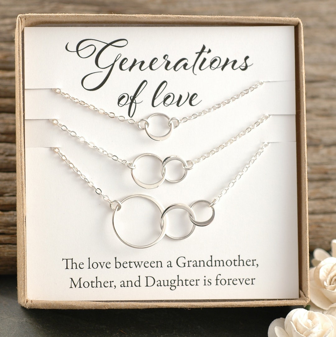 Generations Necklace, Sterling Silver Necklace, Grandmother, Mother ...