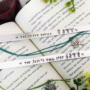 Personalized Stick Figure Family Bookmark, Custom Family Tree Bookmark ...