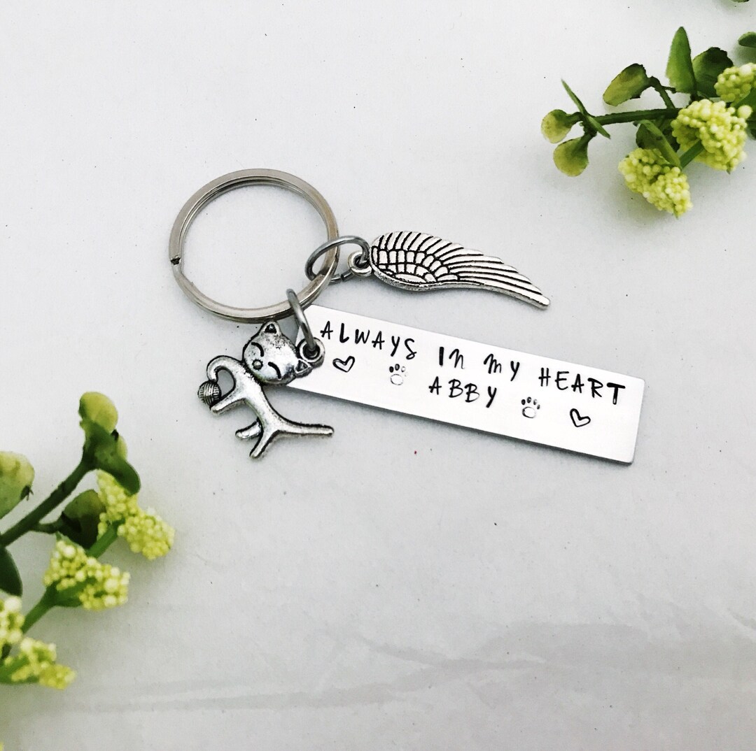 Loss of Cat Pet Remembrance, Cat Memorial Keychain Pet Loss Gift ...