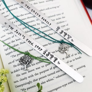 Personalized Stick Figure Family Bookmark, Custom Family Tree Bookmark ...