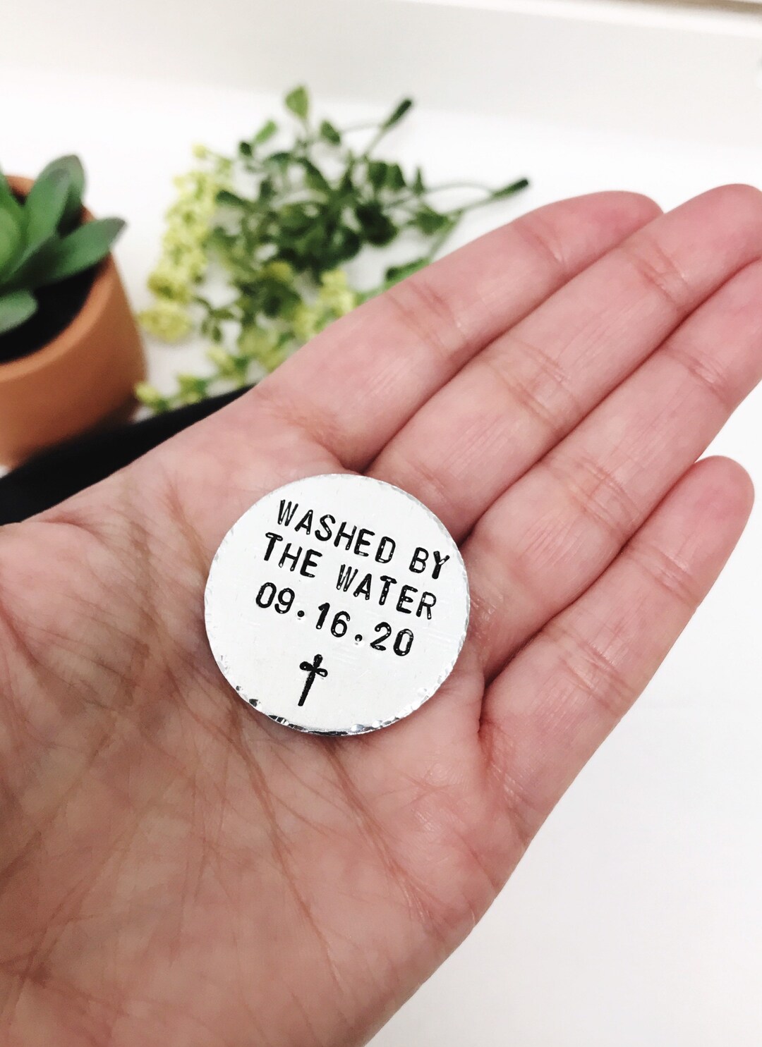 Washed by the Water Pocket Coin, Baptism Gift for Adults Personalized ...