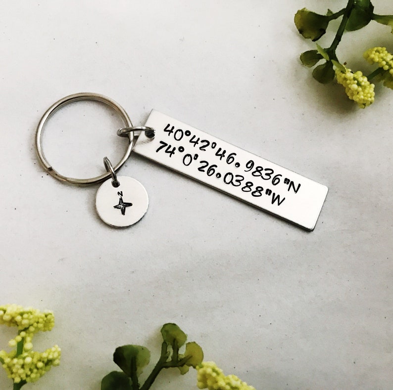 Custom Coordinates Personalize Keychain For Men. Latitude | Etsy