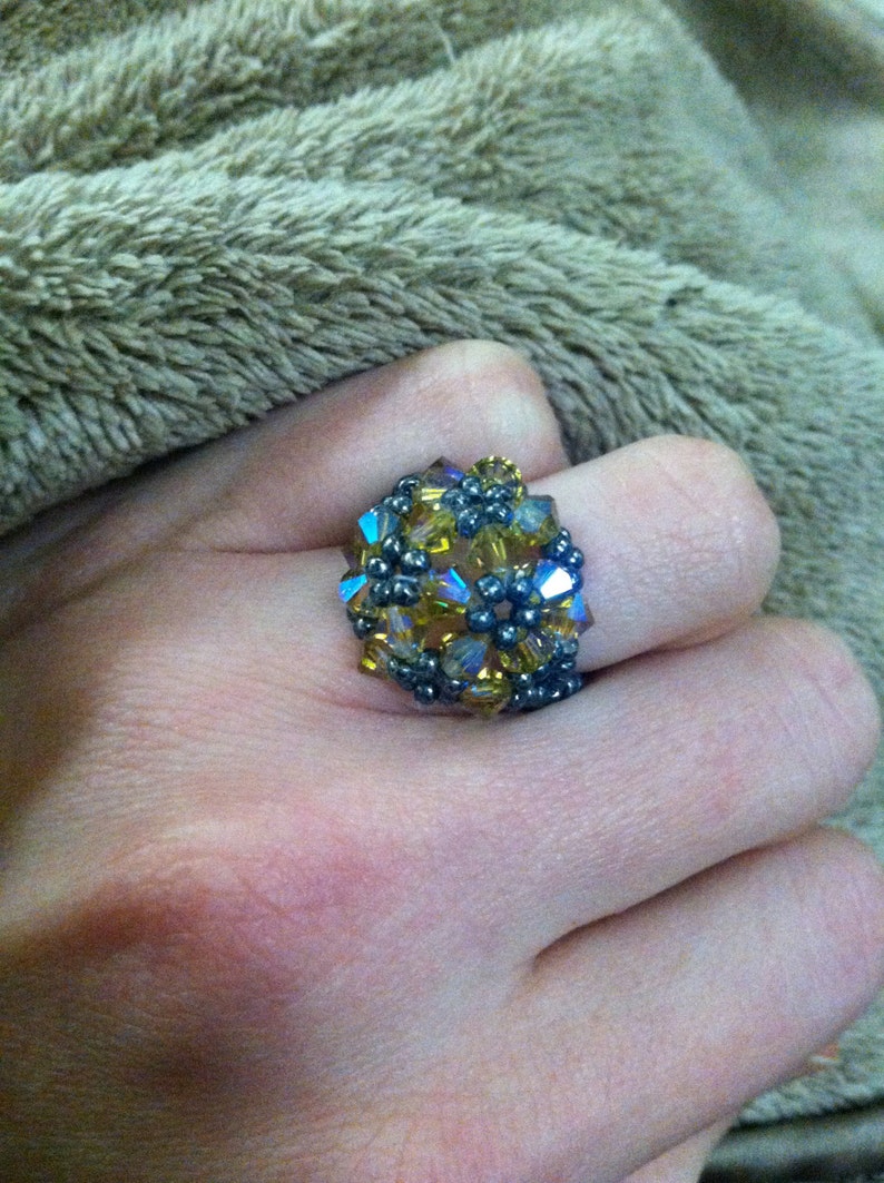 Swarovski Crystal Seed Bead Dome Ring (champange) - Etsy