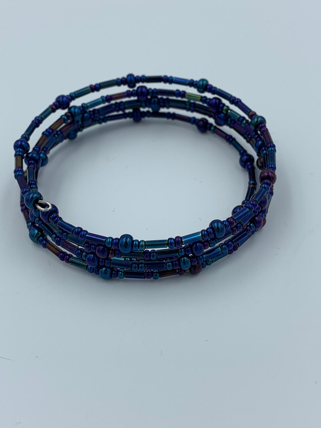 Iridescent Seed Bead Mix Memory Wire Bracelet - Etsy