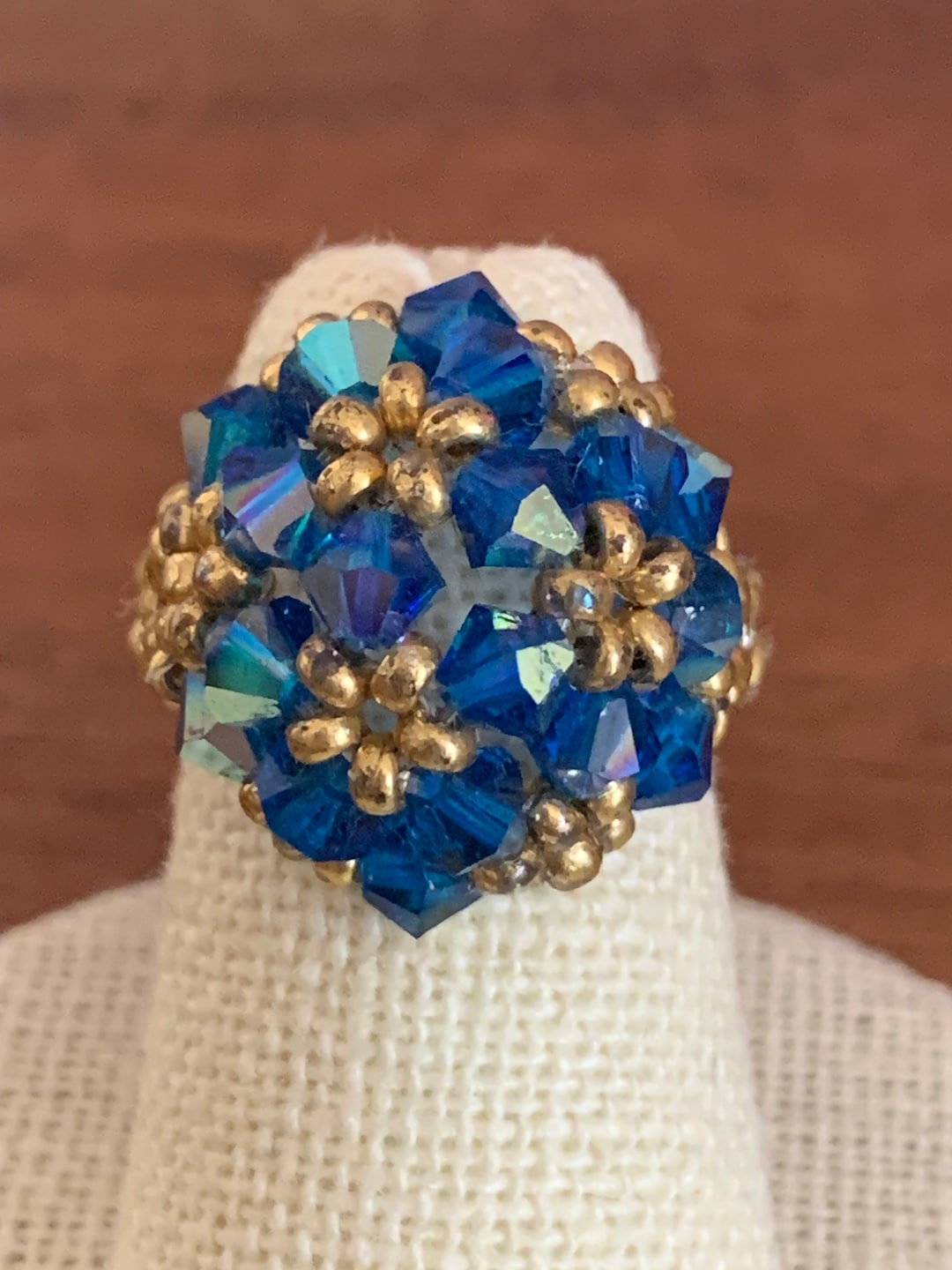 Swarovski Crystal Seed Bead Dome Ring (capri) - Etsy