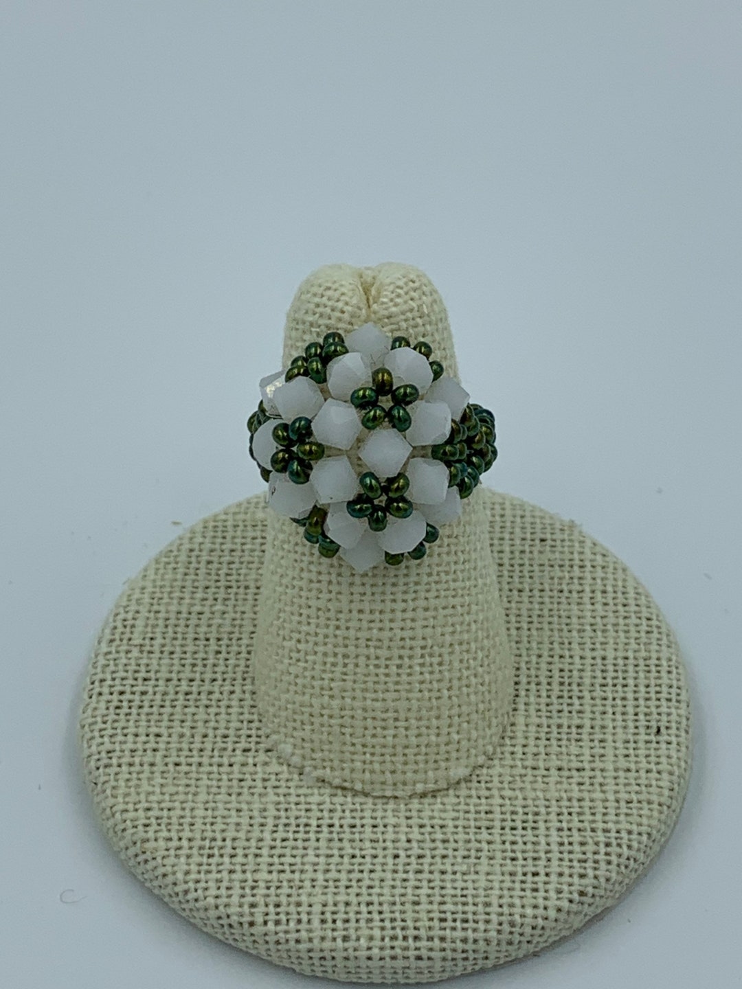 Swarovski Crystal Seed Bead Dome Ring (snow Drop) - Etsy