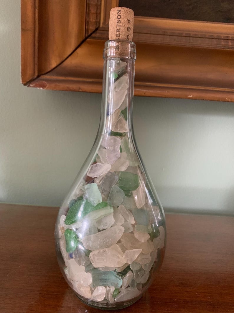 Genuine Sea Glass in a Large Decorative Bottle - Etsy