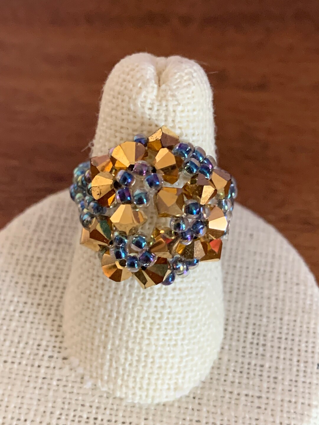 Swarovski Crystal Seed Bead Dome Ring - Etsy