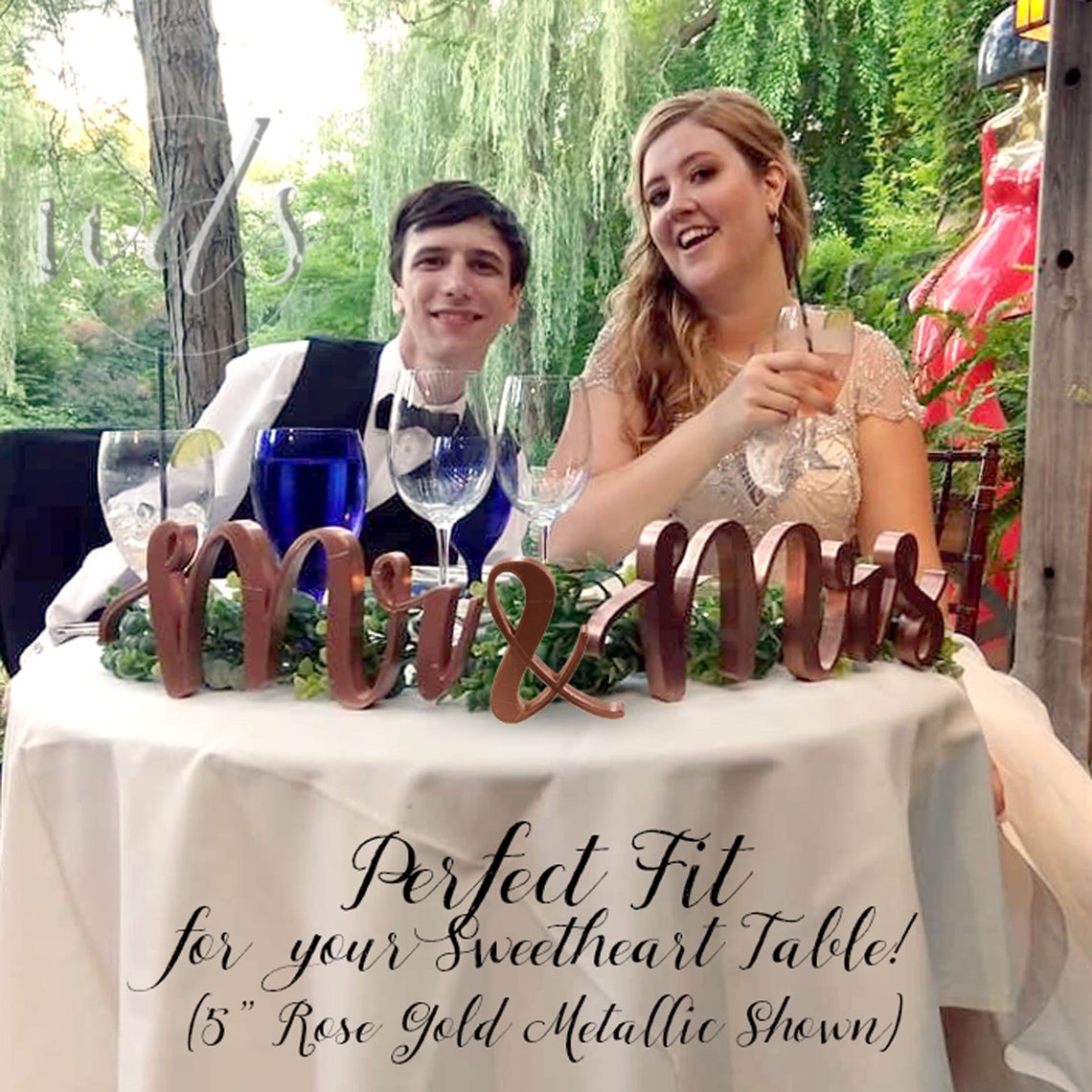 Dr and Mrs Sign 5in. Gold Metallic Vintage Script Sweetheart - Etsy