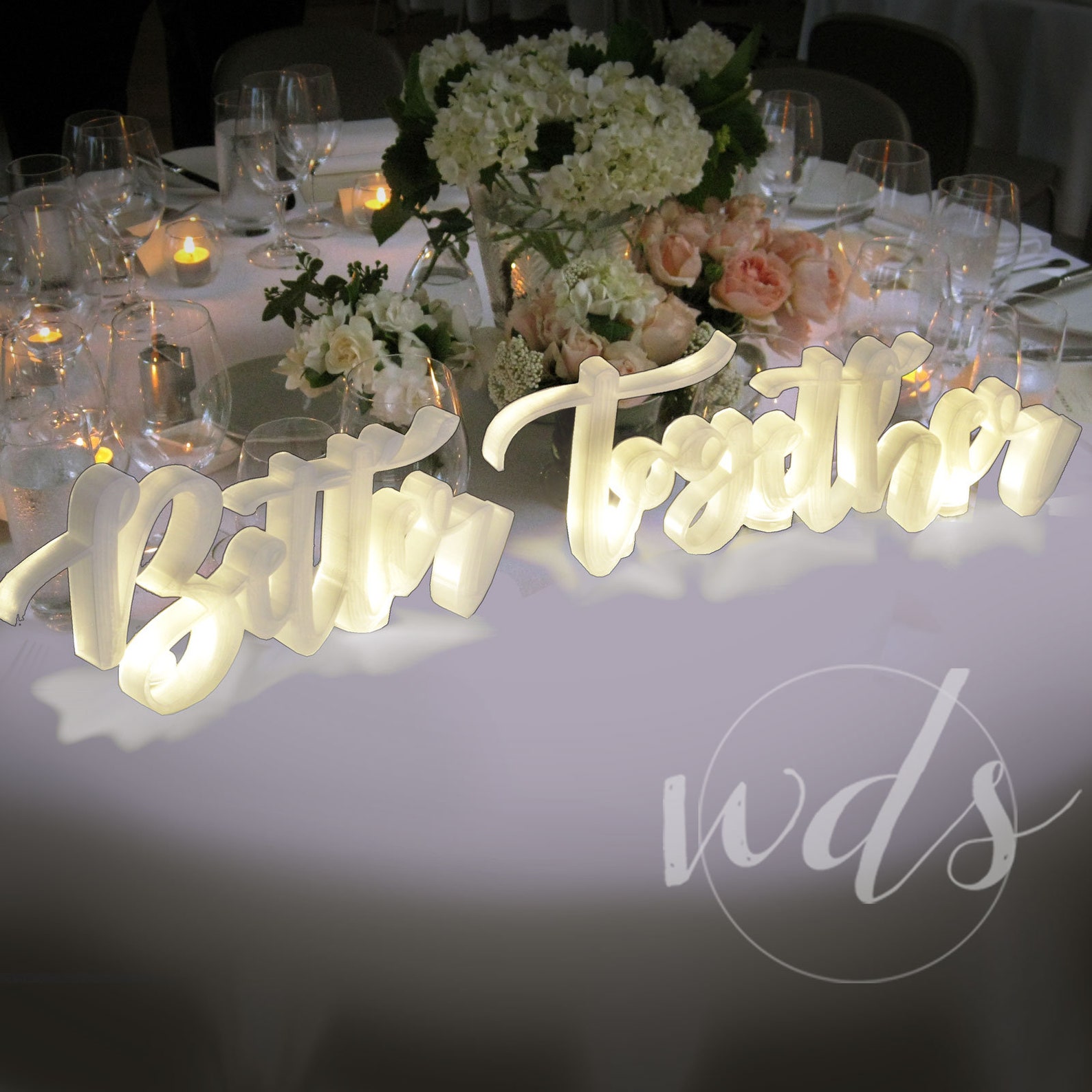 Better Together Lighted Sign 5", W/led TEALIGHTS, Sweetheart Table ...