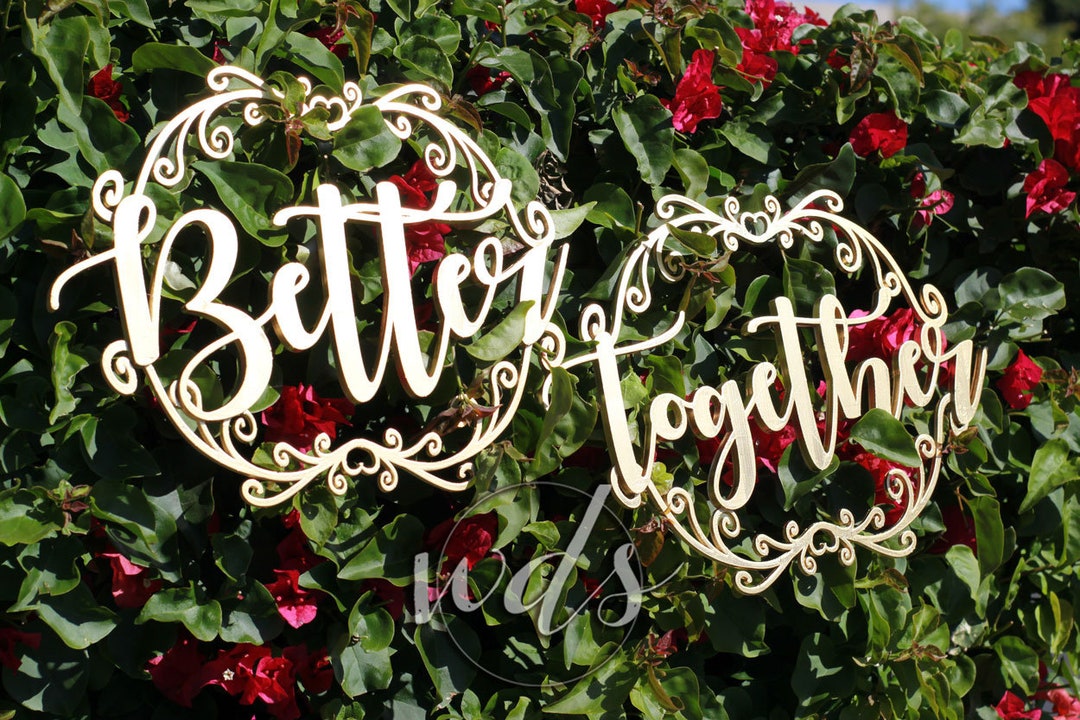 Better Together Bride Groom Chair Signs, 12in. Vintage Script Wedding ...