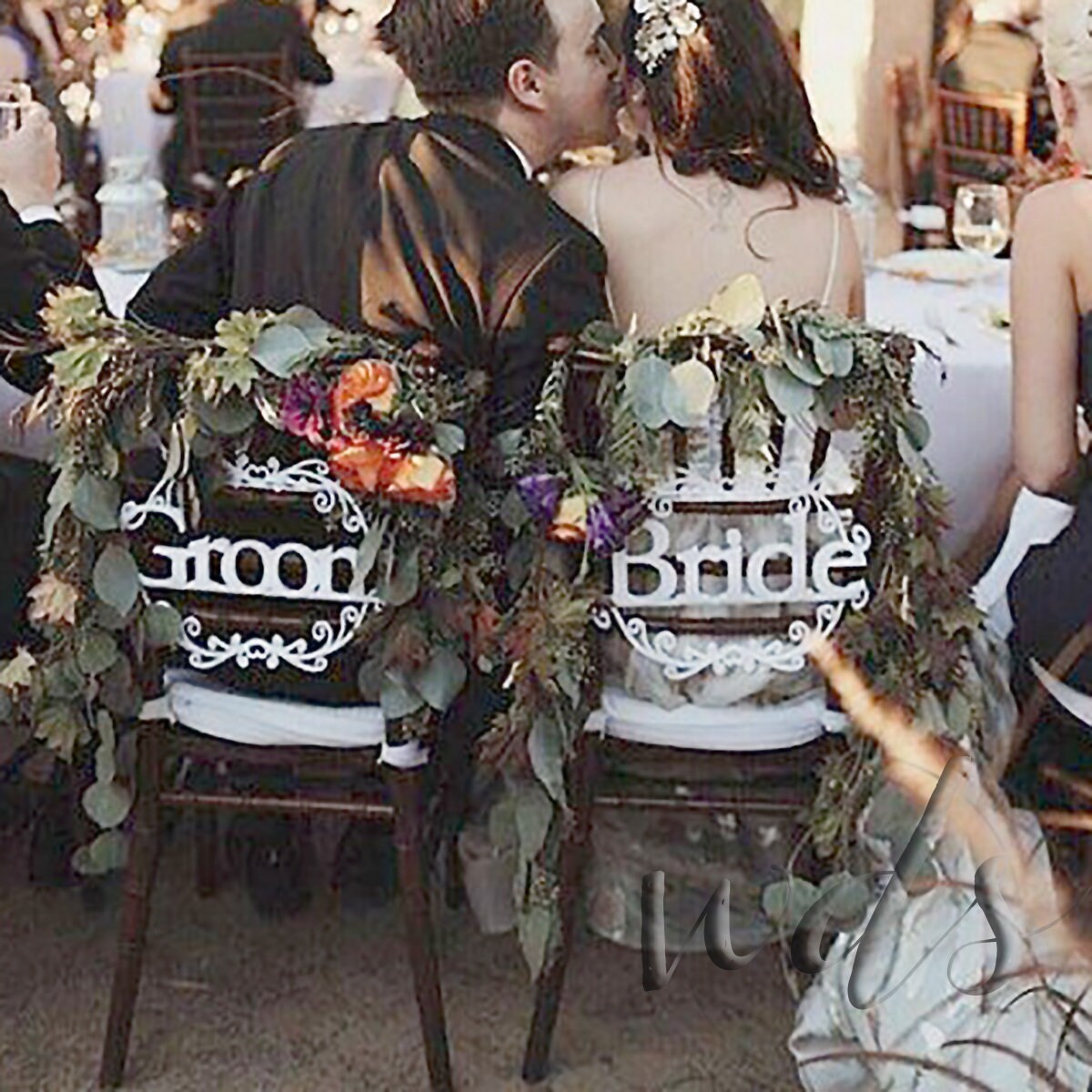 Bride & Groom Chair Signs 12in. 3D wedding reception | Etsy