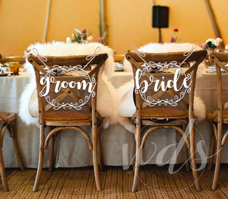 Bride & Groom Chair Signs 12in. 3D Wedding Reception | Etsy